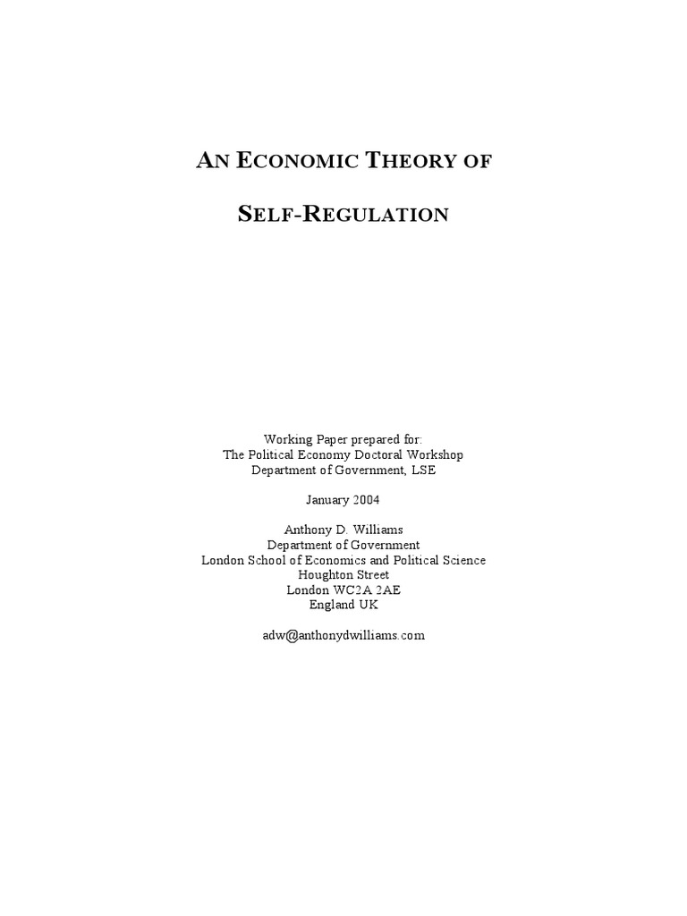 An Economic Theory of Self-Regulation | PDF | Subsidy | Deregulation