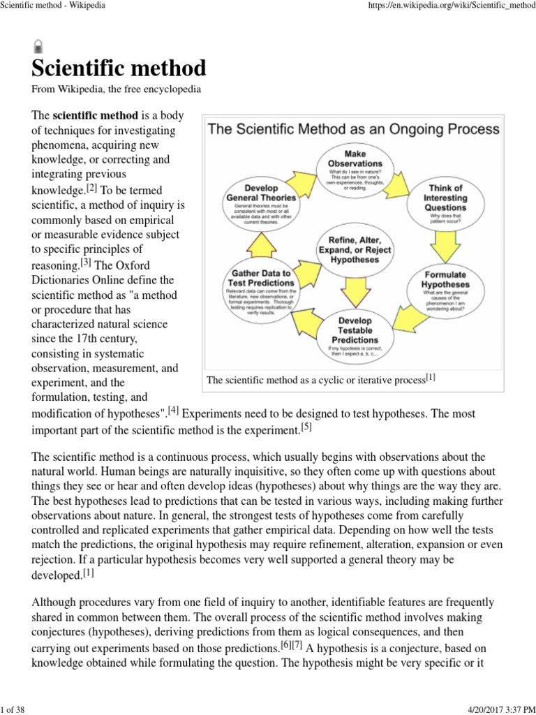 Scientific Method - Wikipedia | PDF | Scientific Method | Hypothesis