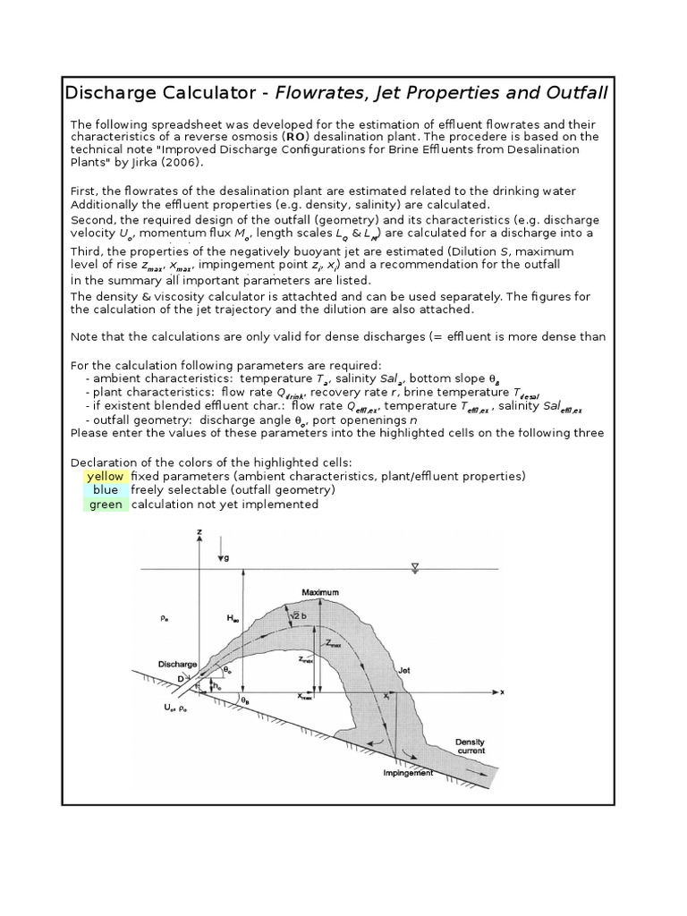 Discharge Calculator - Flowrates, Jet Properties and Outfall Design ...