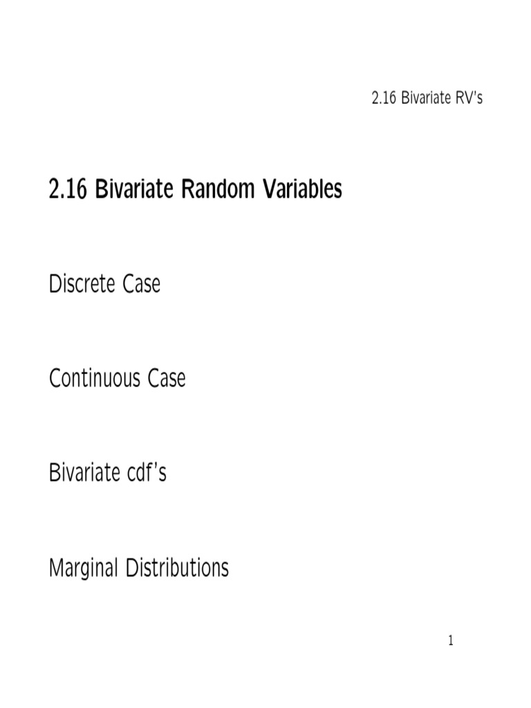 2.16 Bivariate Random Variables: Discrete Case | PDF | Measure Theory ...
