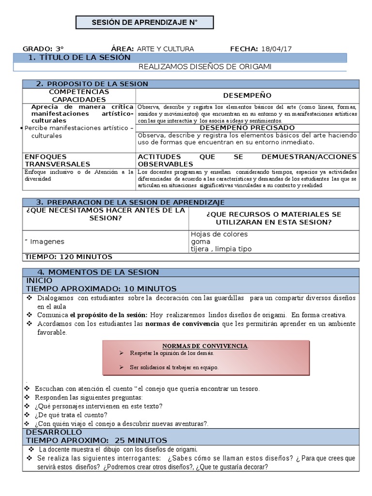 Sesion de Arte y Cultura | Origami | Aprendizaje