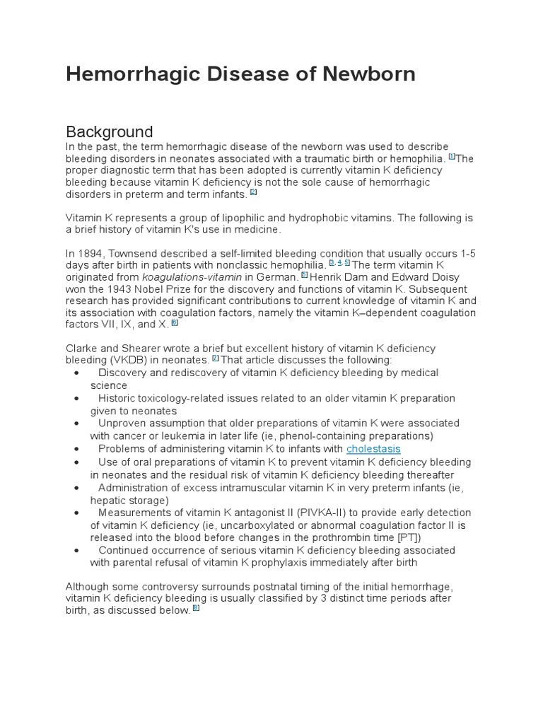 Hemorrhagic Disease of Newborn | Bleeding | Coagulation