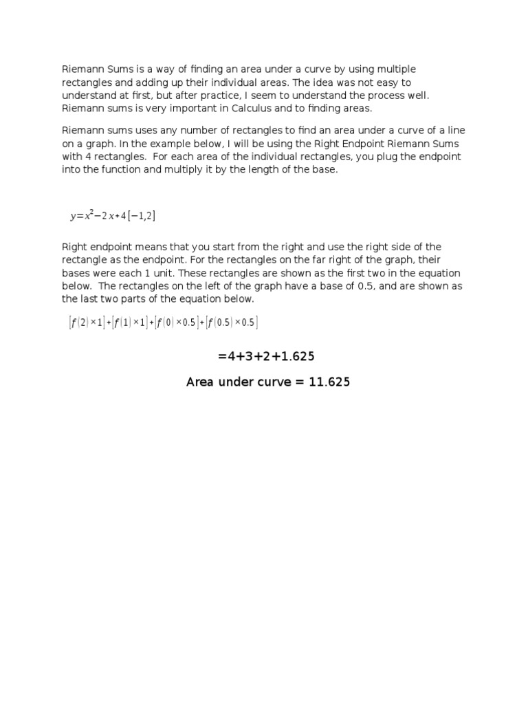 Understanding Riemann Sums for Area Calculation | PDF | Teaching ...