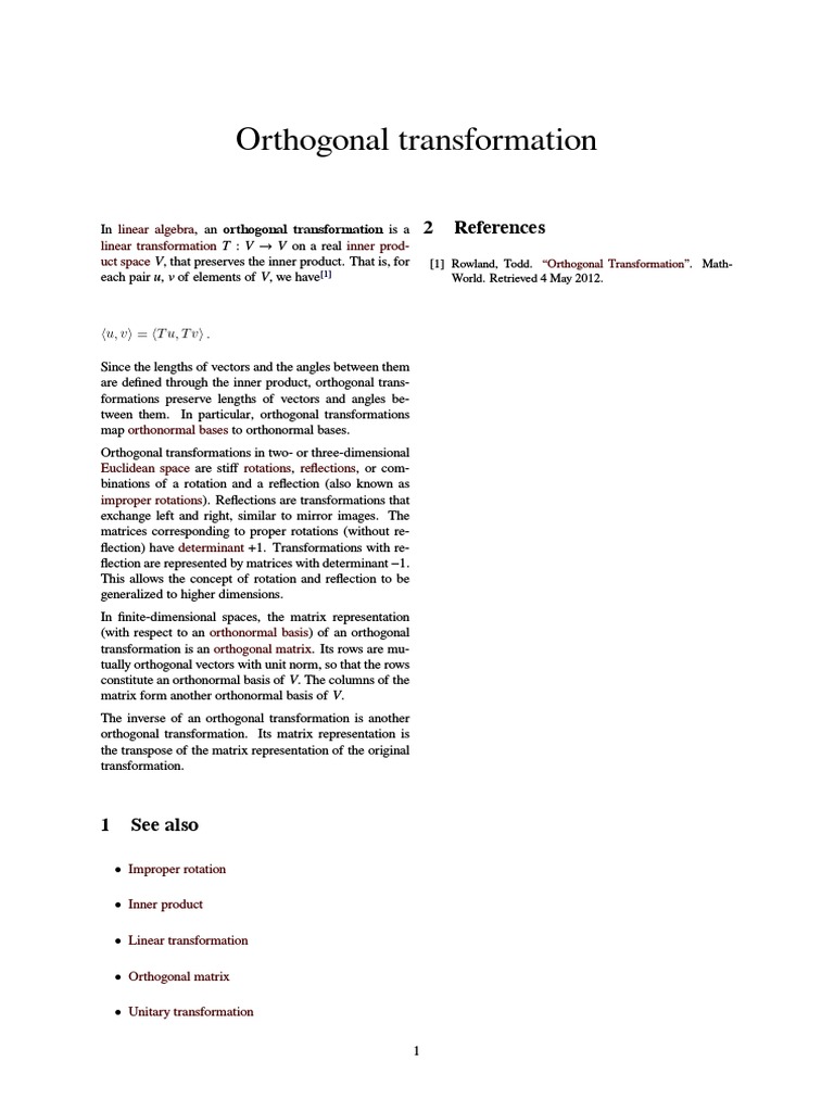 Orthogonal Transformation | PDF