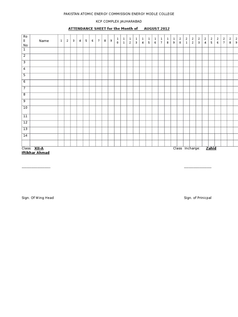 Attendace Sheet Mphil Assgnment | PDF