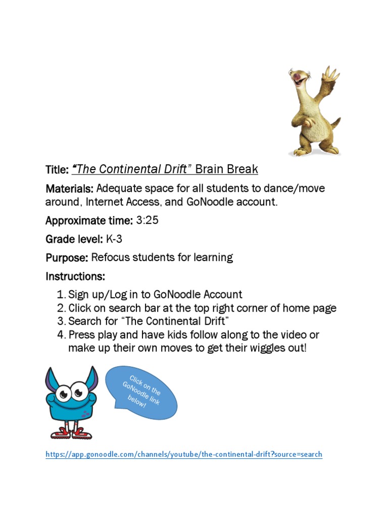 GoNoodle Brain Break Activities K-3 | PDF | Social Science