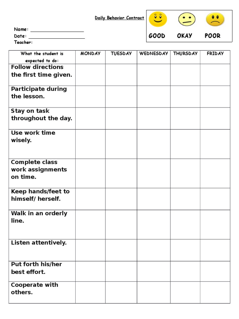Behaviorcontract | PDF | Self-Improvement