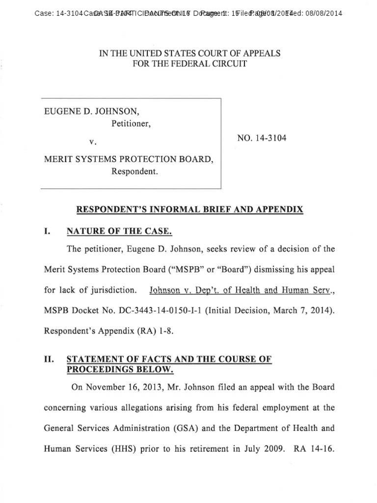 Johnson Vs MSPB | PDF | Federal Judiciary Of The United States | Appeal