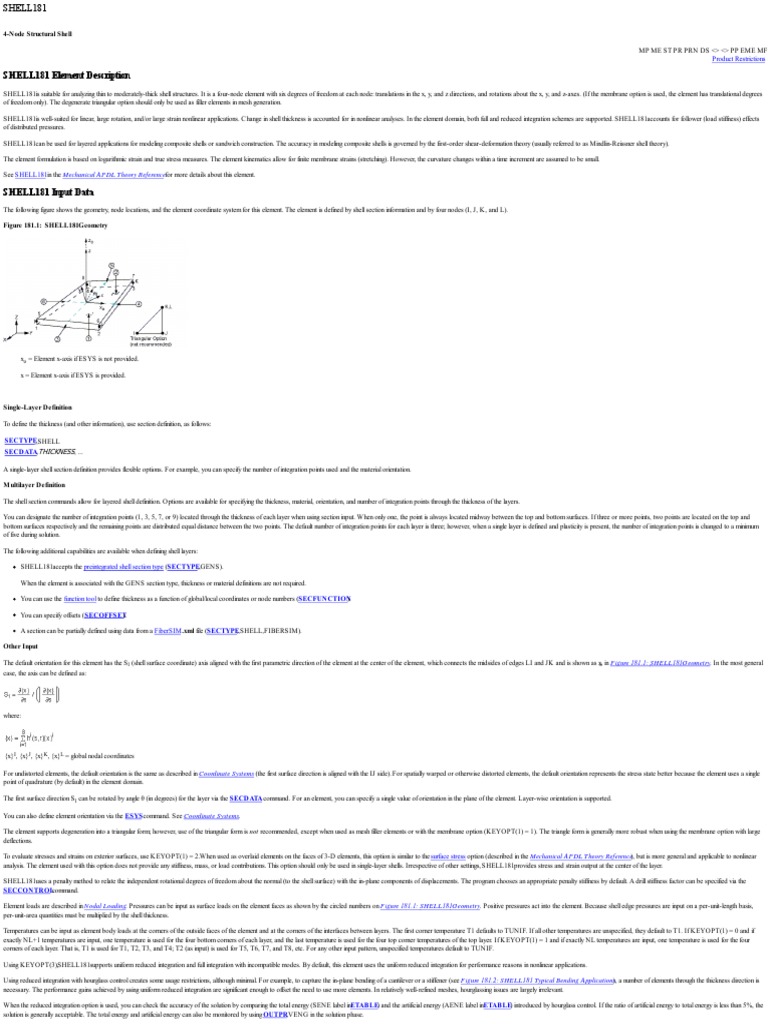 Shell 181 | PDF | Elasticity (Physics) | Deformation (Mechanics)