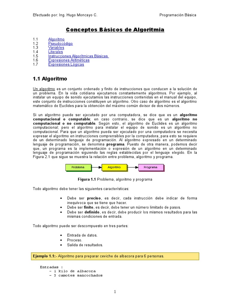 Conceptos Básicos de Algoritmia | PDF | Algoritmos | Lenguaje de programación