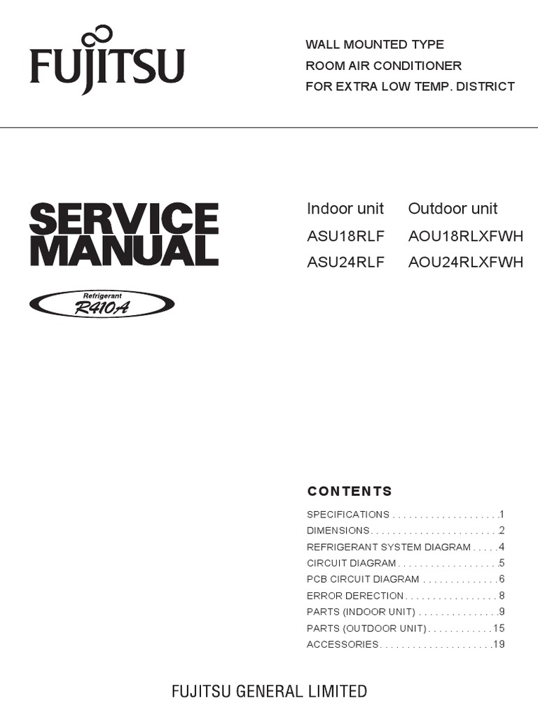 1service ASU18RLF AOU18RLXFWH | PDF | Hvac | Machines
