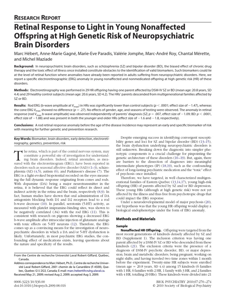 Retinal Response | PDF | Effect Size | Mental Disorder