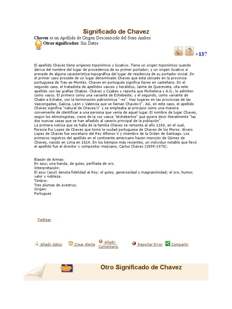Significado de Chavez | PDF | Apellido | España