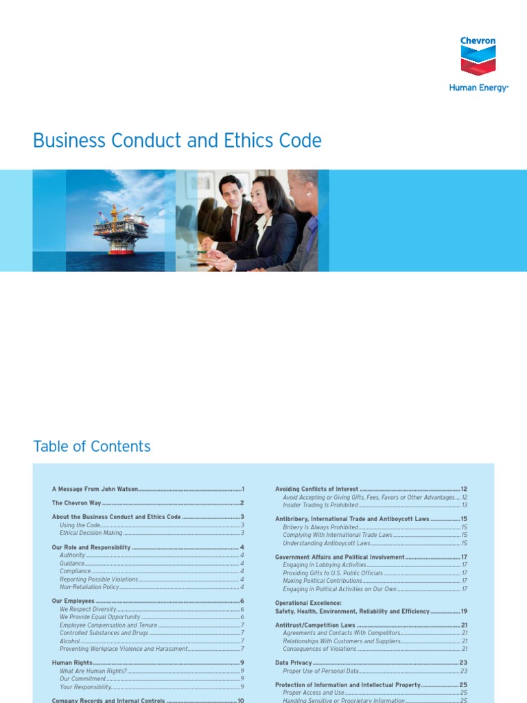 Chevron Business Conduct Ethics Code | Download Free PDF | Human Rights | Employment