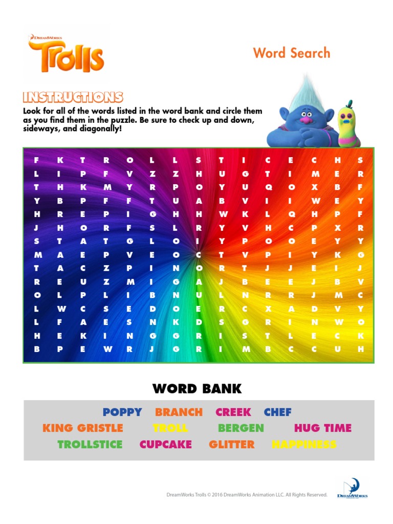TROLLS Word Search | PDF