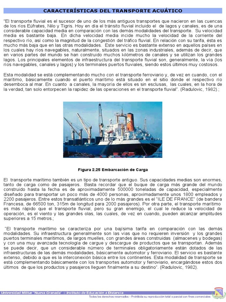 Características del Transporte Acuático | PDF | Río | Transporte