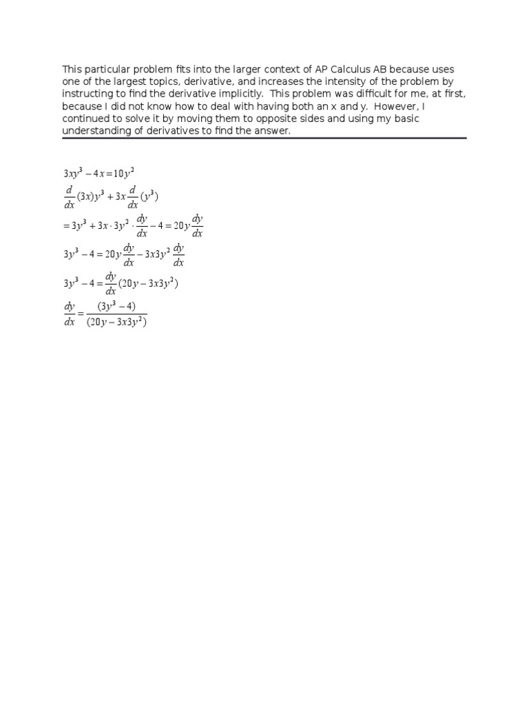Implicit Derivative Problem in AP Calculus | PDF