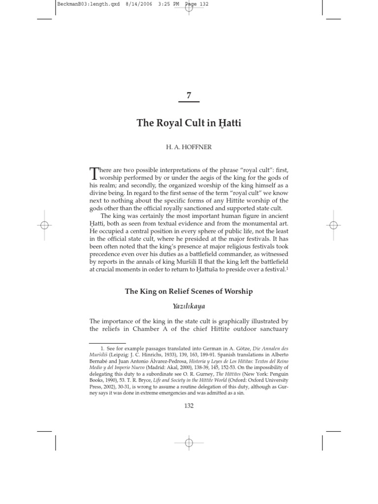 The Royal Cult in Hatti | Download Free PDF | Deities | Hittites