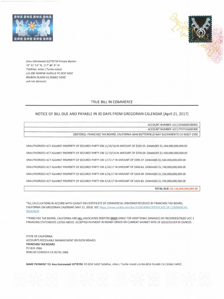 TRUE BILL IN COMMERCE FOR Franchise Tax Board California | Government ...