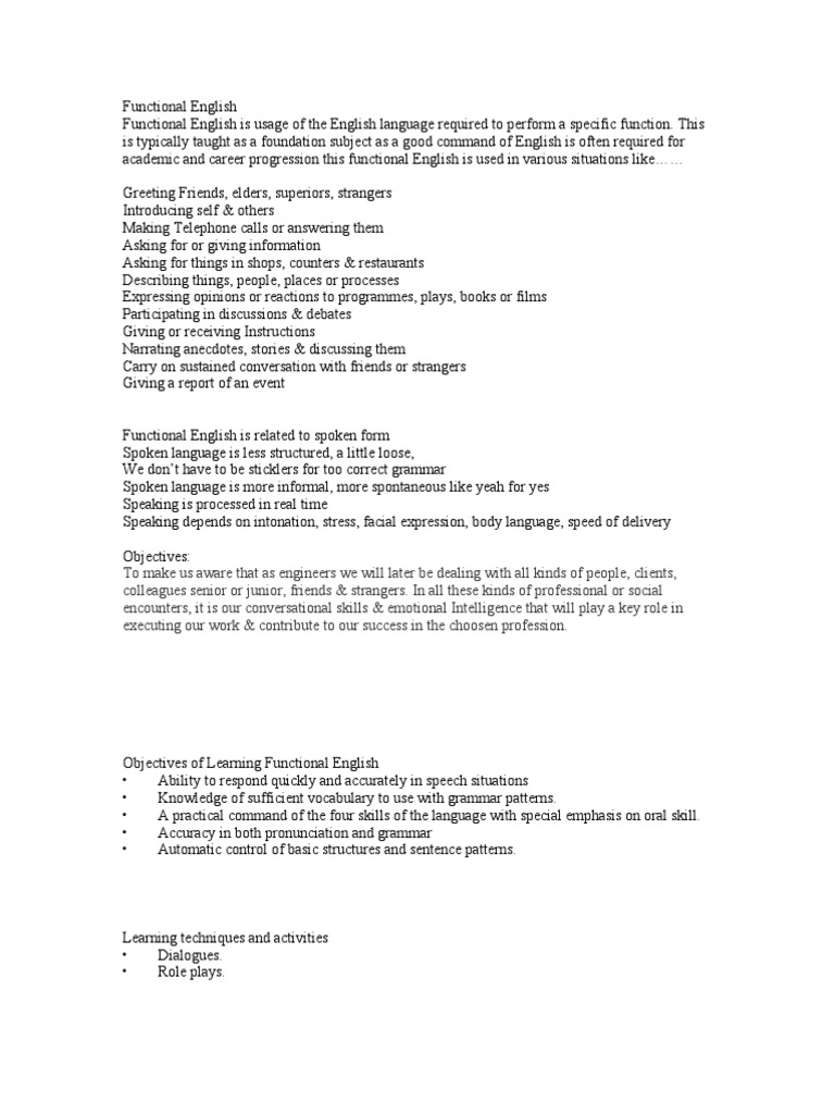 Essentials of Functional English Skills | PDF | Conversation | English ...