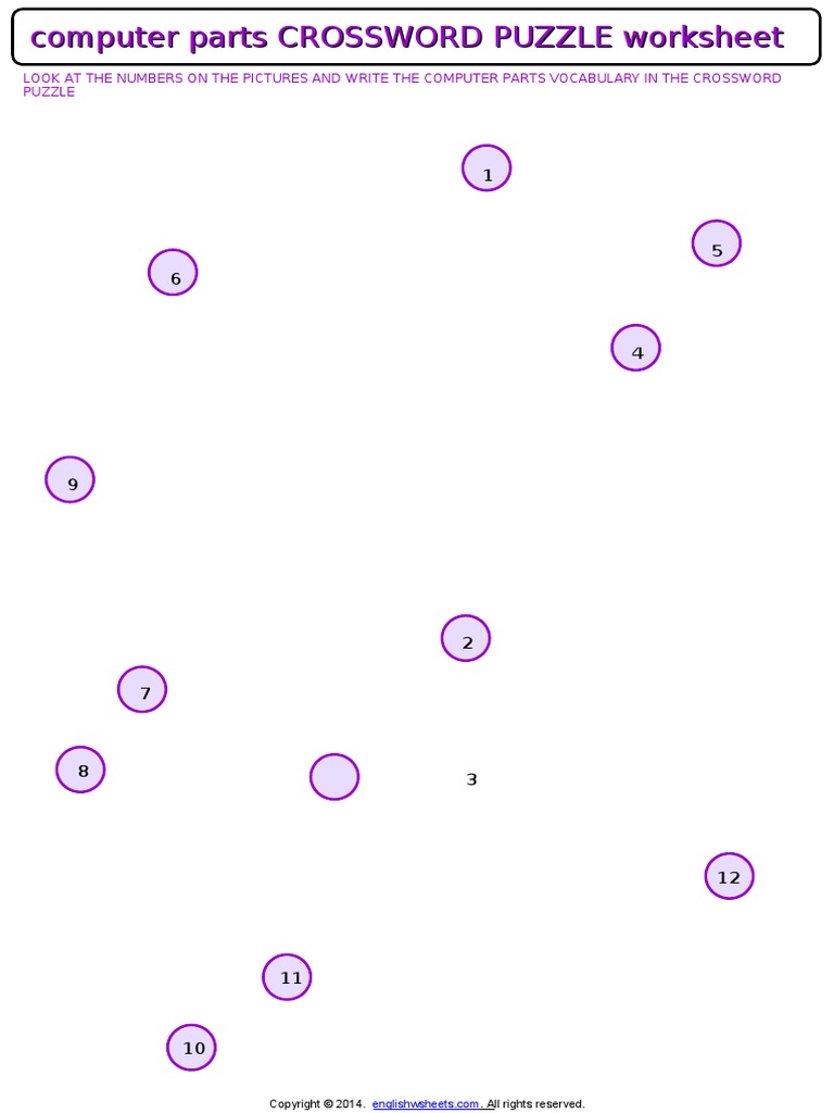 Computer Parts Esl Vocabulary Crossword Puzzle Worksheet For Kids | PDF