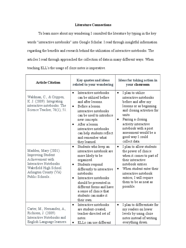 Literature Connections | PDF | Education Theory | Psychological Concepts