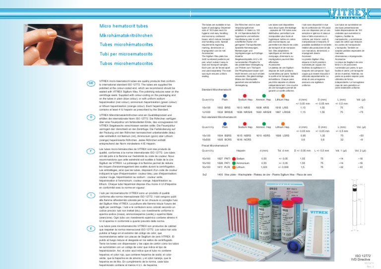 Vitrex Micro Hematocrit Tubes | PDF