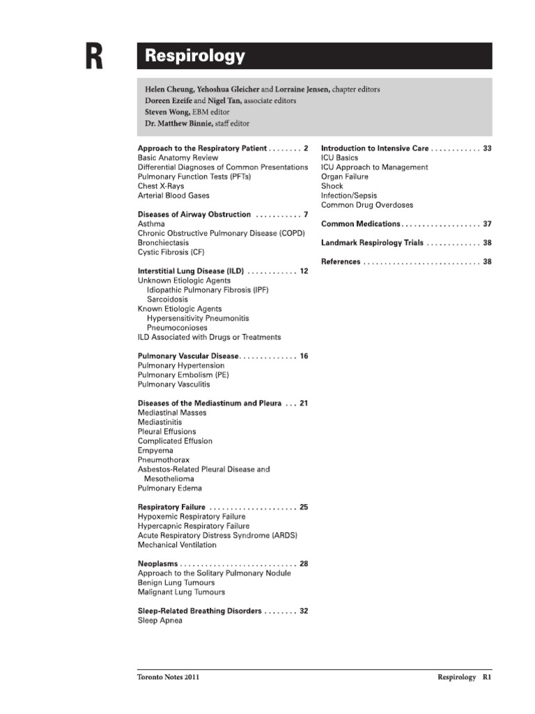 Toronto Notes Respirology PDF | Download Free PDF | Respiratory ...
