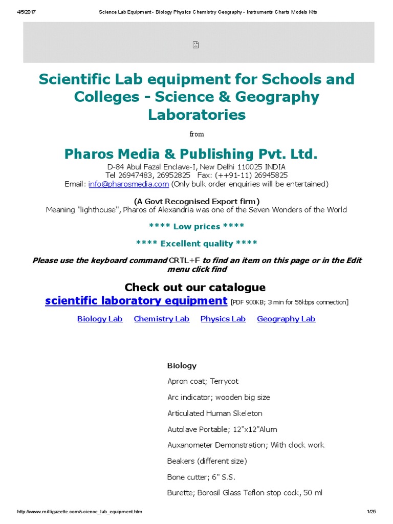 Science Lab Equipment - Biology Physics Chemistry Geography ...