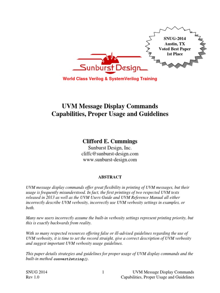 CummingsSNUG2014AUS UVM Messages | PDF | Command Line Interface ...