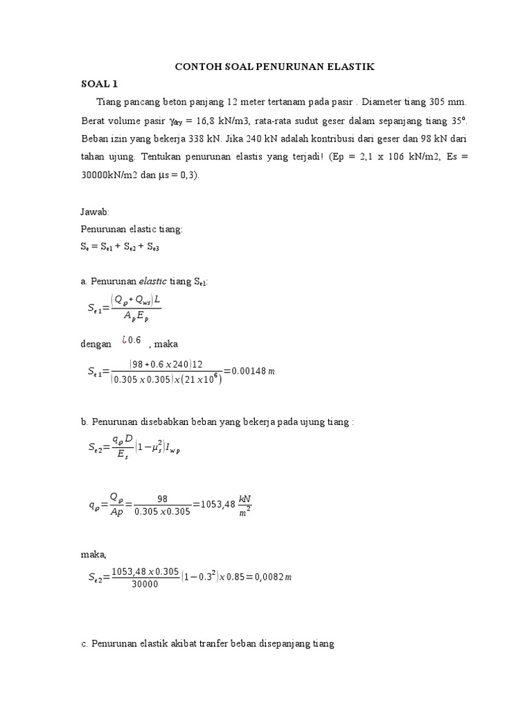 Contoh Soal Penurunan Elastik | PDF