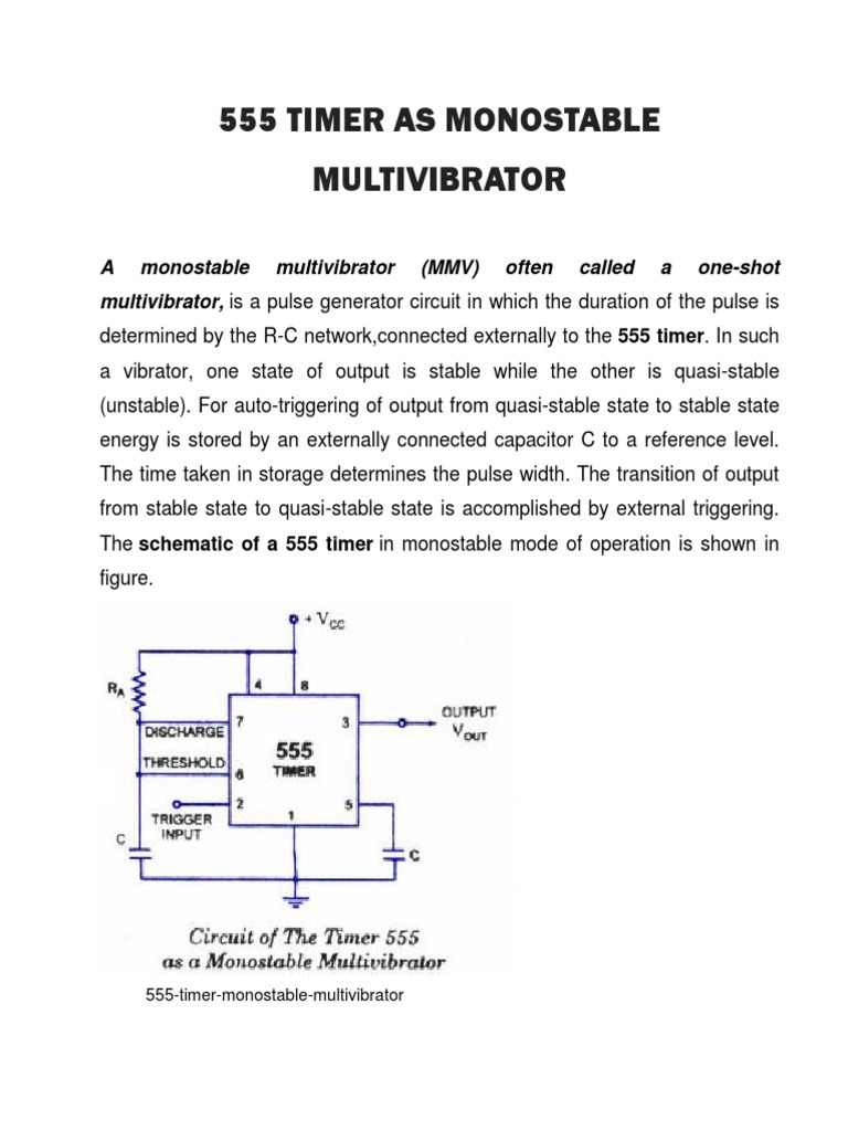 555 Timer As Monostable Multivibrator | PDF | Electrical Components | Electrical Engineering
