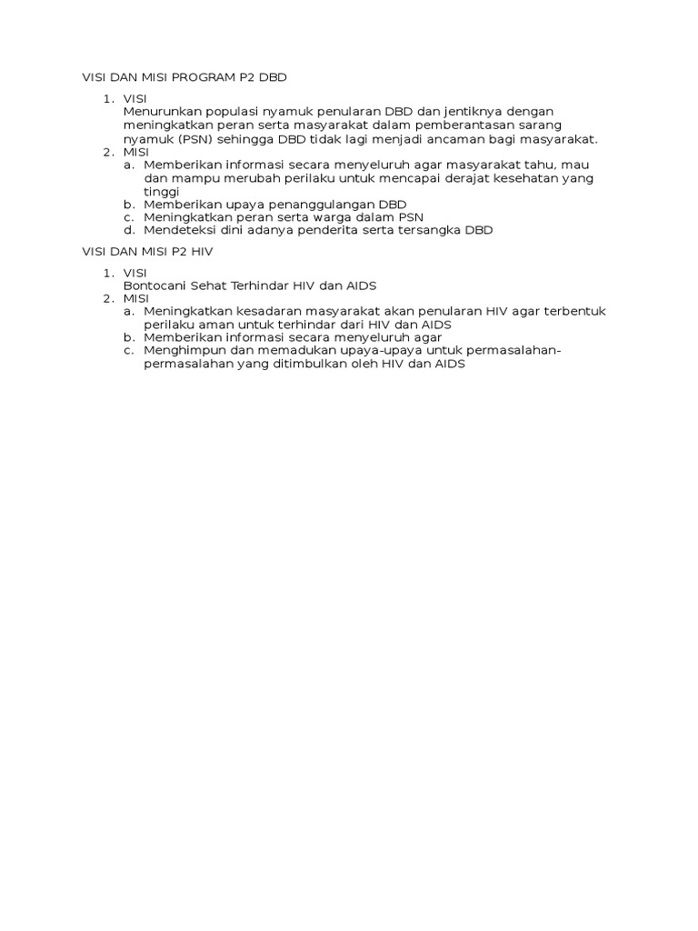 Program P2 DBD dan HIV untuk Masyarakat | PDF