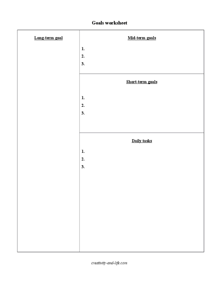 Goals Worksheet | PDF