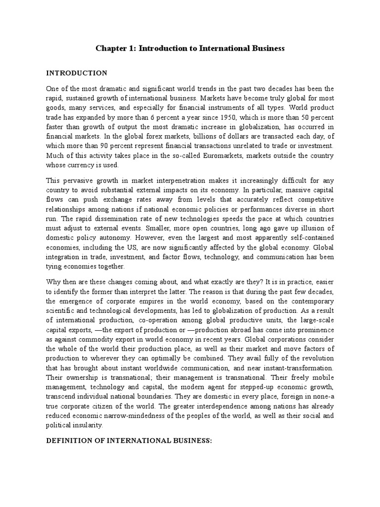 Chapter 1 Introduction To International Business | PDF | International ...