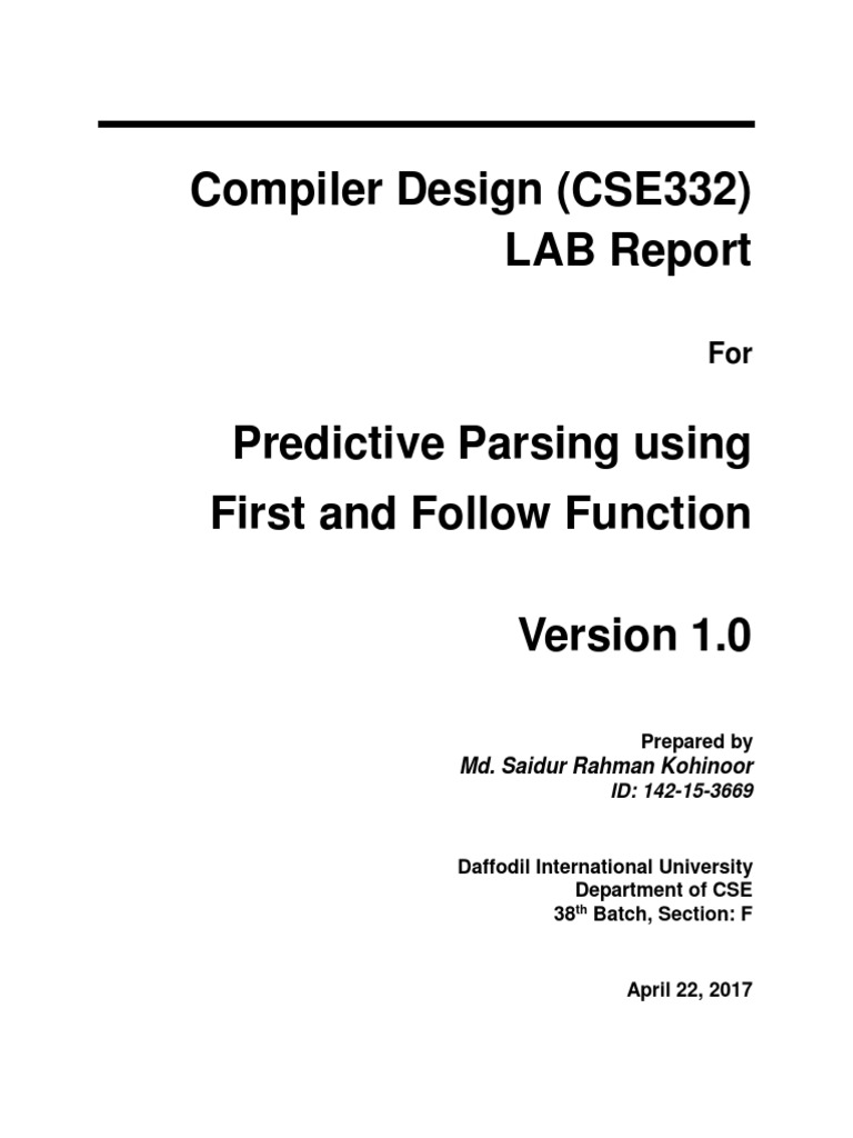 Predictive Parsing with First & Follow | PDF | Parsing | Compiler