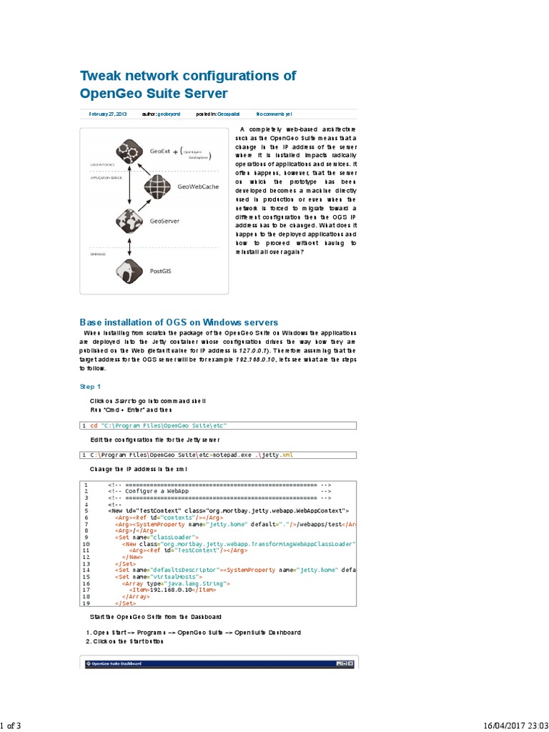 Tweak Network Configurations of OpenGeo Suite Server | PDF | Web Application | Command Line ...