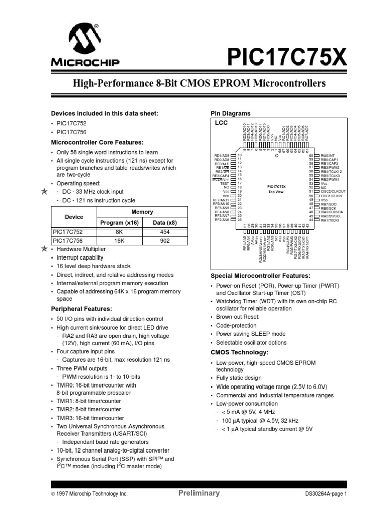 Pic 17 C 75 X | PDF | Microcontroller | Read Only Memory
