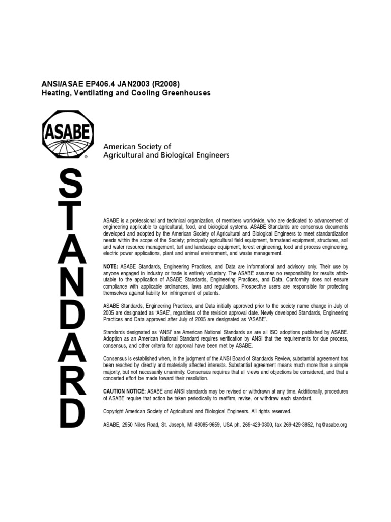 Ansi Asabe Ep406.4 Jan2003 (R2008) | PDF | Hvac | Heat Transfer