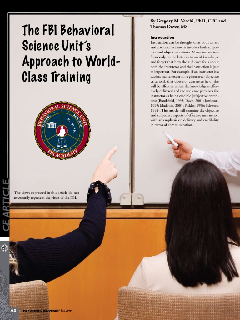 The FBI Behavioral Science Unit's Approach To World-Class Training ...