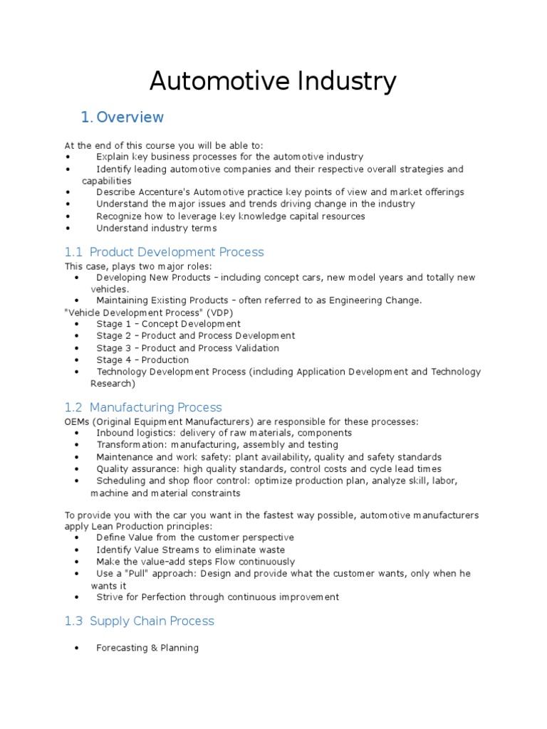 Automotive Industry Overview and Trends | PDF | Car | Supply Chain