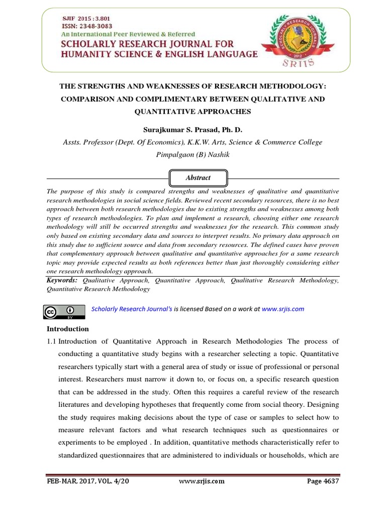 The Strengths and Weaknesses of Research Methodology | PDF ...