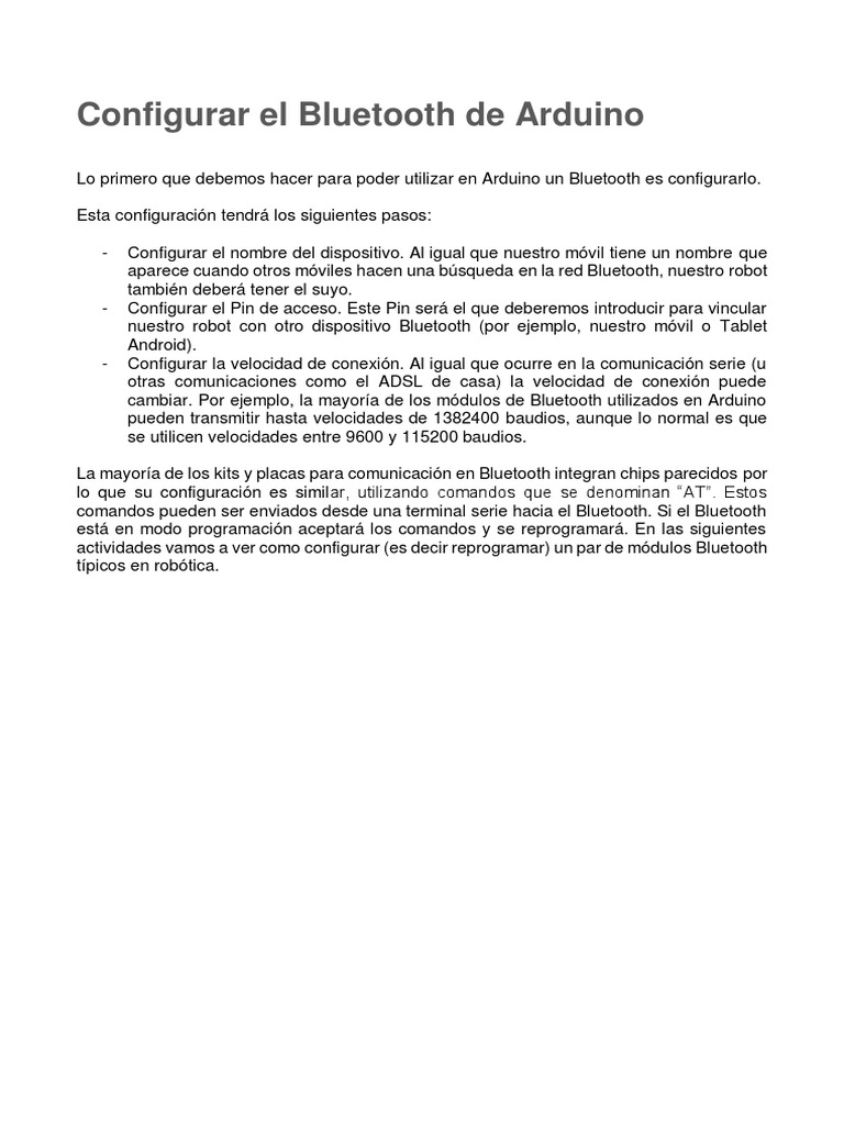 Configurar El Bluetooth de Arduino | PDF