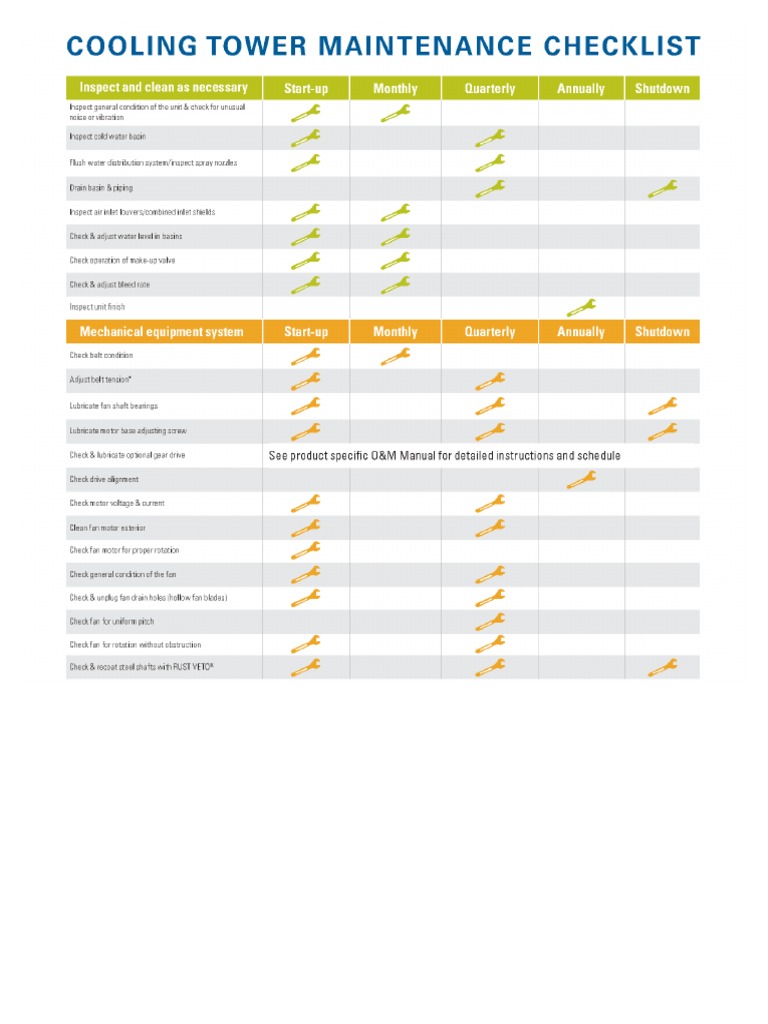 Cooling Tower Maintenance Checklist | PDF