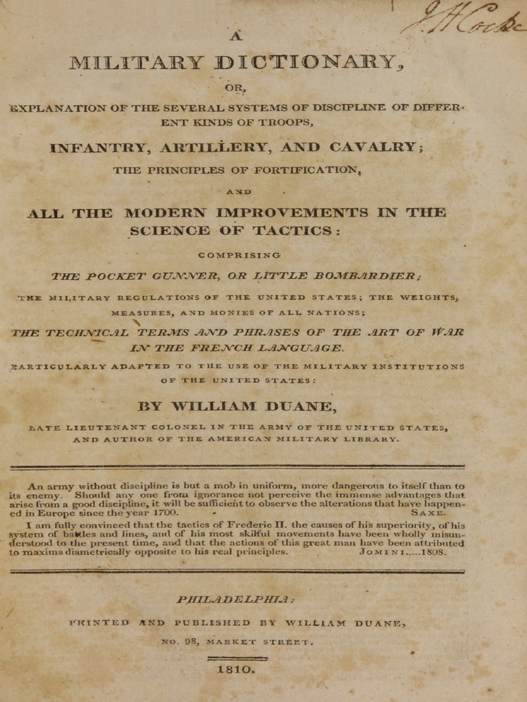 1810 Military Dictionary | Download Free PDF | Artillery | United ...