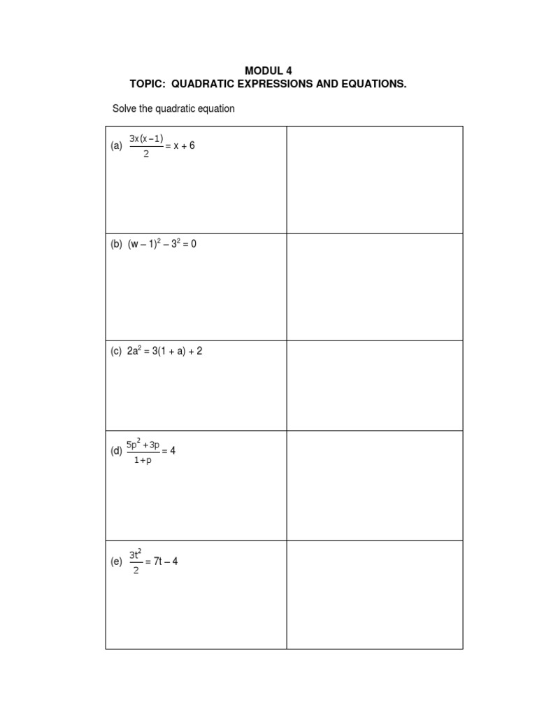 MODULE 4-Quadratic Expression and Equations | PDF | Mathematical ...