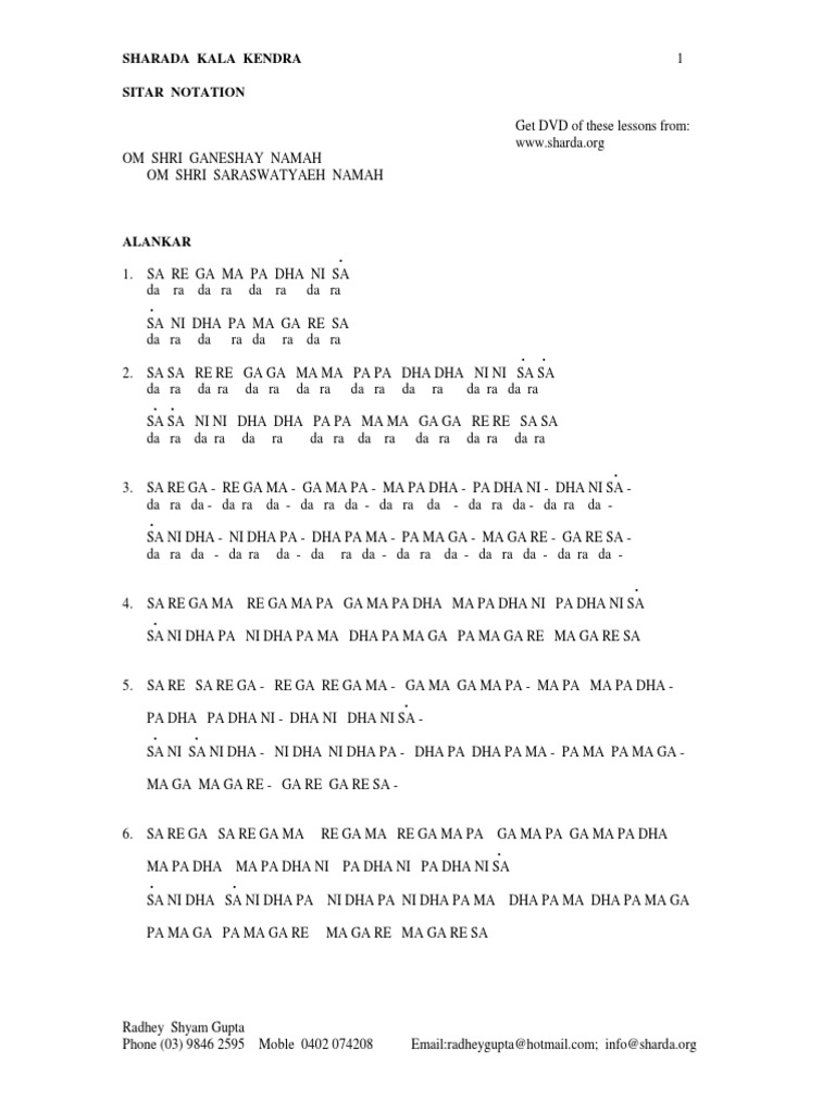 Sitar Notation 1 PDF | PDF