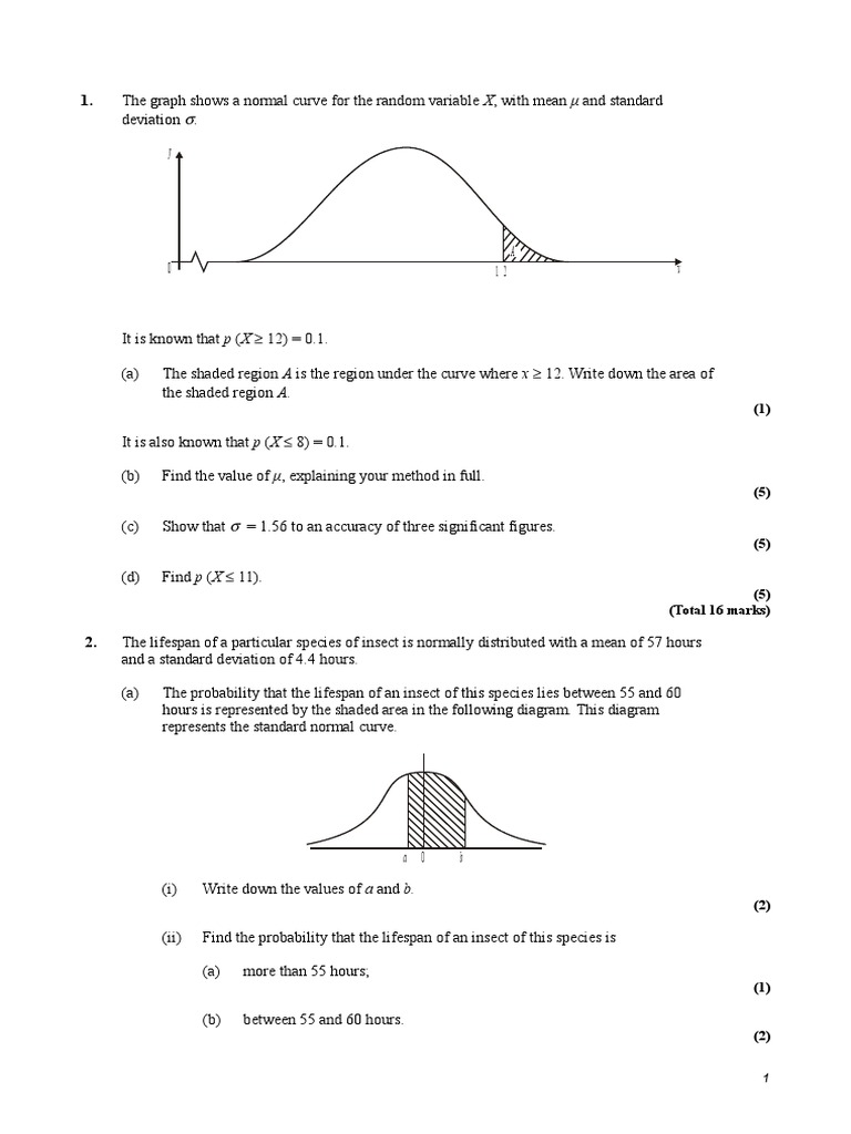 Normal Distribution Practice 1 | PDF | Normal Distribution | Mean