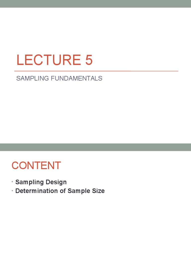 Lecture 5 Statistics | PDF | Normal Distribution | Sampling (Statistics)