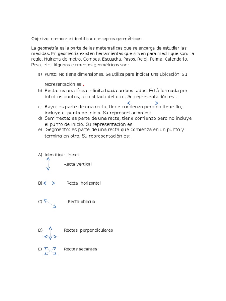 Diferencias entre rayo, semirrecta y segmento | PDF